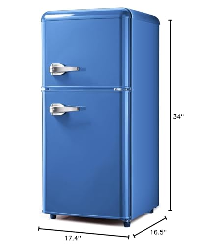 HOPDAY FLS-80G-BLUE Retro Compact Refrigerator, Blue
