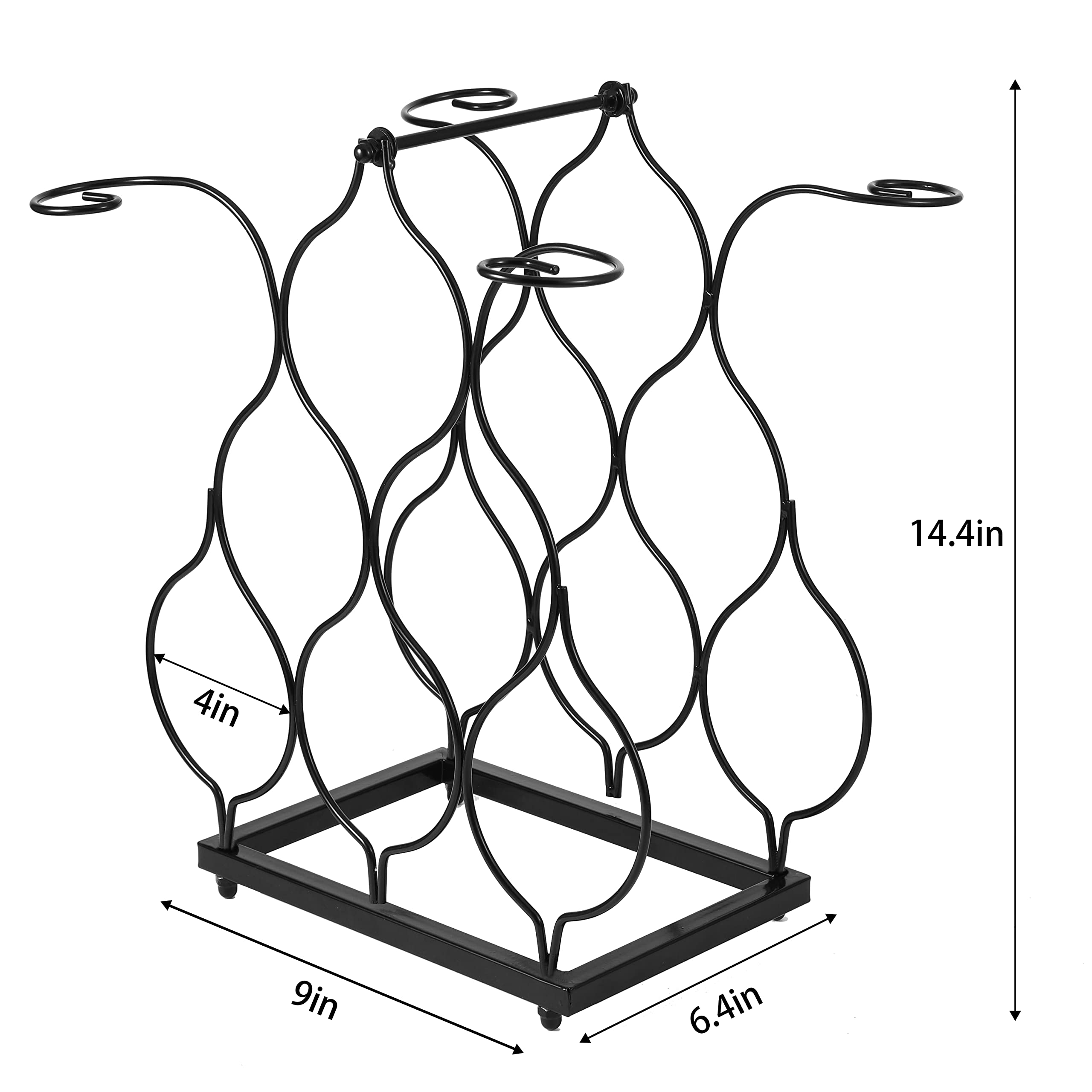 Torfican Countertop Wine Rack Metal,Hold 6 Bottles and 4 Glasses Wine Holder Stand,3-Tier Small Tabletop Wine Rack,Wine Organizer for Cabinet,Pantry
