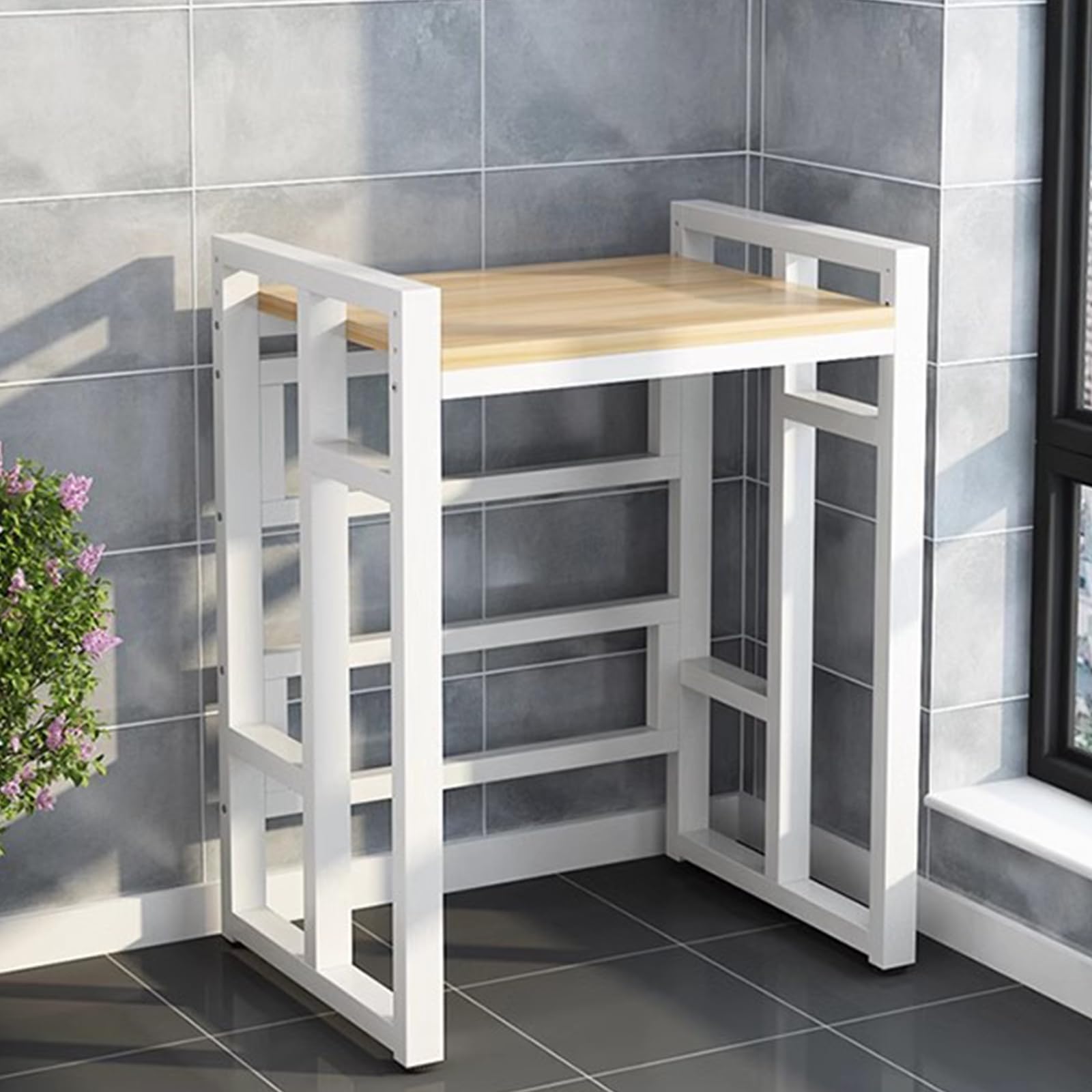 Topjia Thicken Washing Machine Shelf with Adjustable Shelf,Space Saver Stackable Storage Shelf,Washer Dryer Stacking Rack Stand for Laundry Room Apartments Garages(29.5"x25.6"x41.3", White)