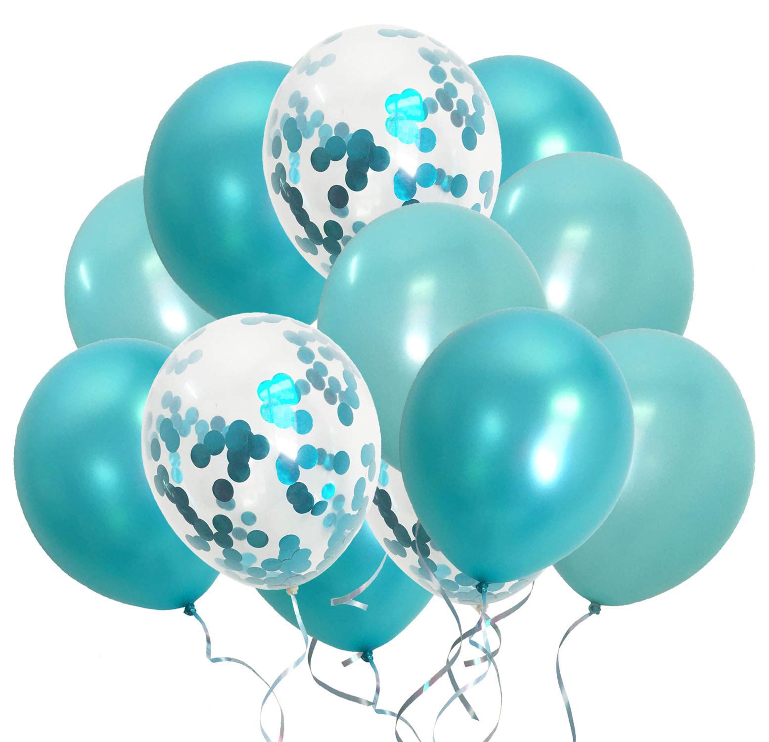 TSOTU Turquoise Balloons Metallic Confetti Teal Balloons for Engagement Bachelorette party decorations Supplies(Turquoise Teal Confetti)