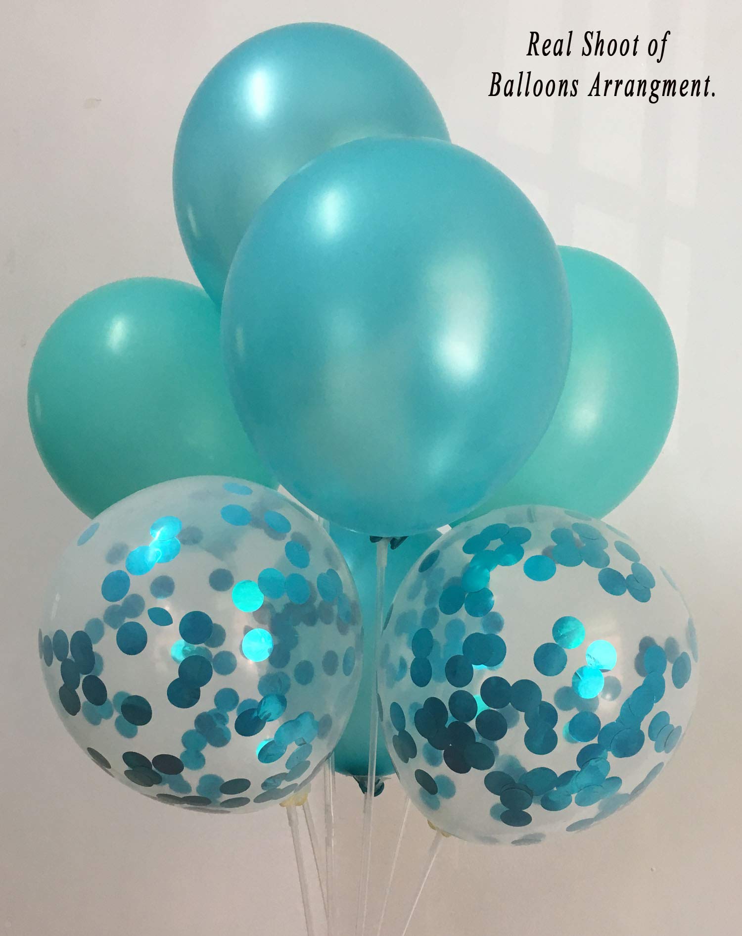 TSOTU Turquoise Balloons Metallic Confetti Teal Balloons for Engagement Bachelorette party decorations Supplies(Turquoise Teal Confetti)