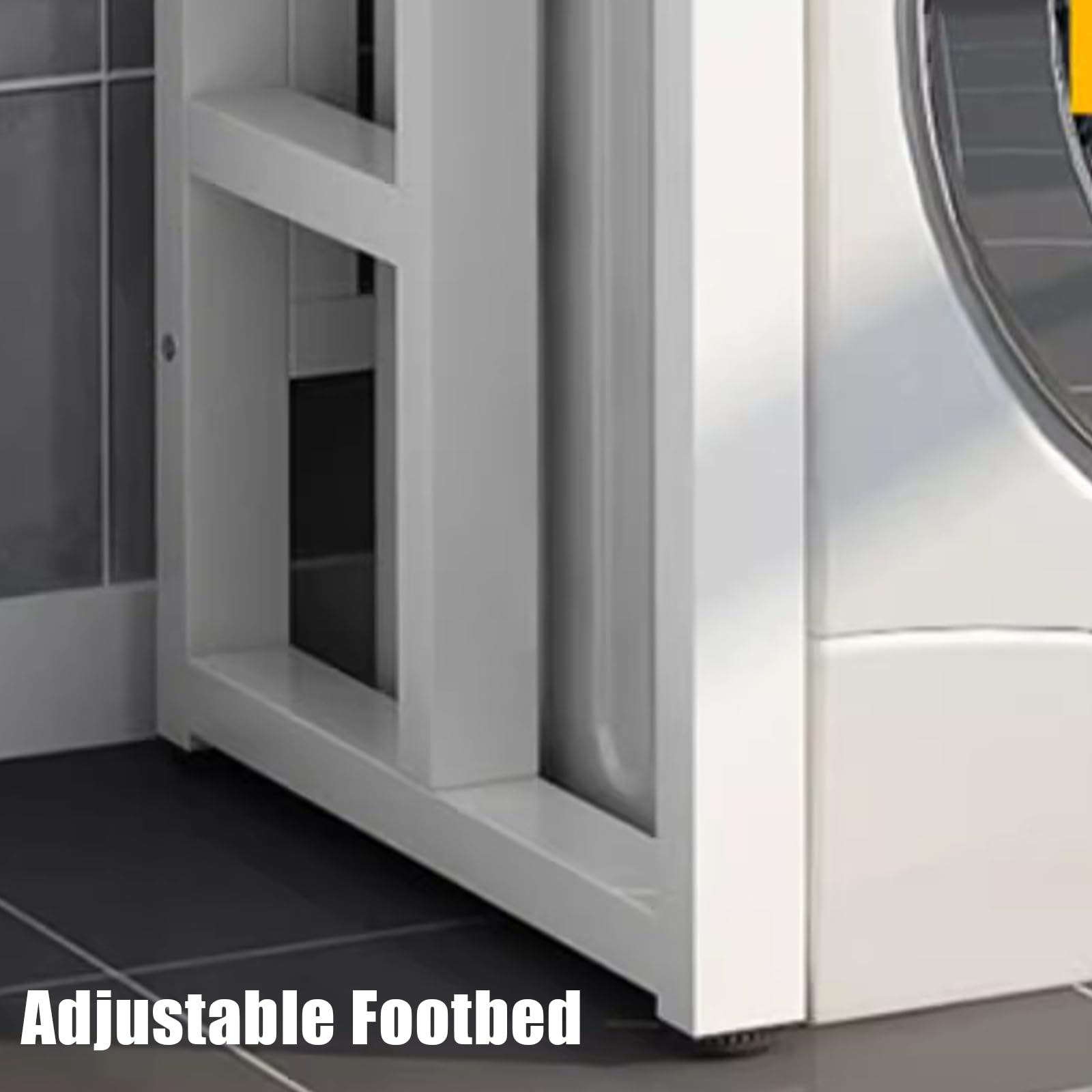 Topjia Thicken Washing Machine Shelf with Adjustable Shelf,Space Saver Stackable Storage Shelf,Washer Dryer Stacking Rack Stand for Laundry Room Apartments Garages(29.5"x25.6"x41.3", White)