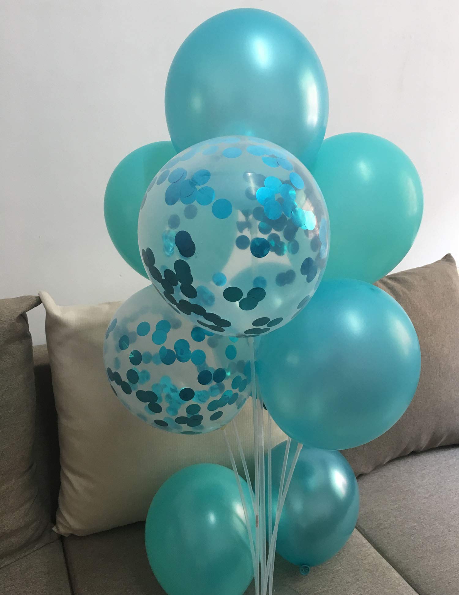TSOTU Turquoise Balloons Metallic Confetti Teal Balloons for Engagement Bachelorette party decorations Supplies(Turquoise Teal Confetti)