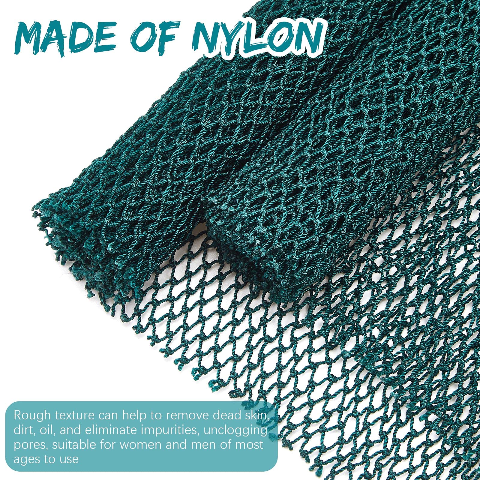 African Net Bath Sponge Long Exfoliating Body Scrubber Net Dual Sided Nylon Bath Towel Back Scrubber Skin Smoother for Women and Men Showering, Massaging, and Stocking Stuffer (Nurse Green)