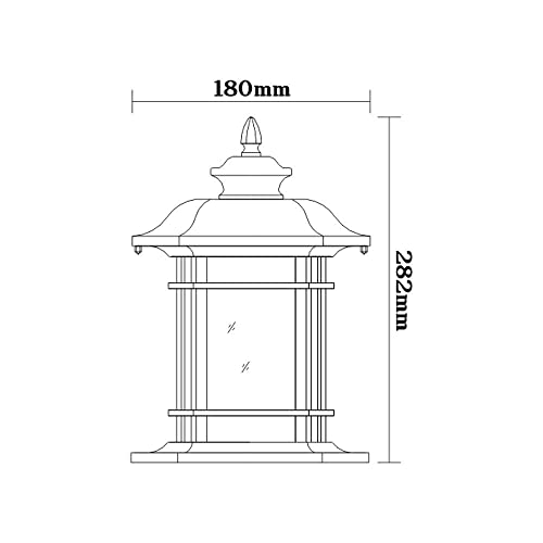 MODEBHD Aluminum Waterproof Antique 1-Light Outdoor Garden Post Light Lawn Lighting Fixture, Vintage Patio Pillar Lamps with One E27 Base, Cast Housing, Glass Panels Pillar Lights