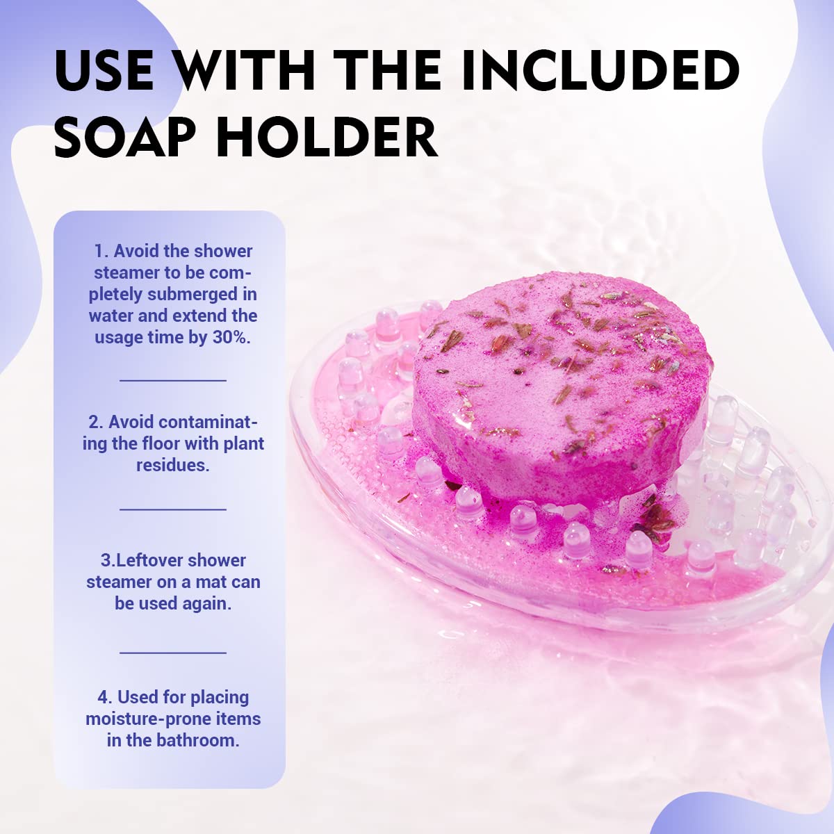 Effiland Aromatherapy Shower Steamers and Soap Holder Set, 6-Pack Shower Bombs with Essential Oils,Bath Gift for Women and Men Relaxing, Lavender, Eucalyptus, Peppermint, Orange Self Care Shower Set