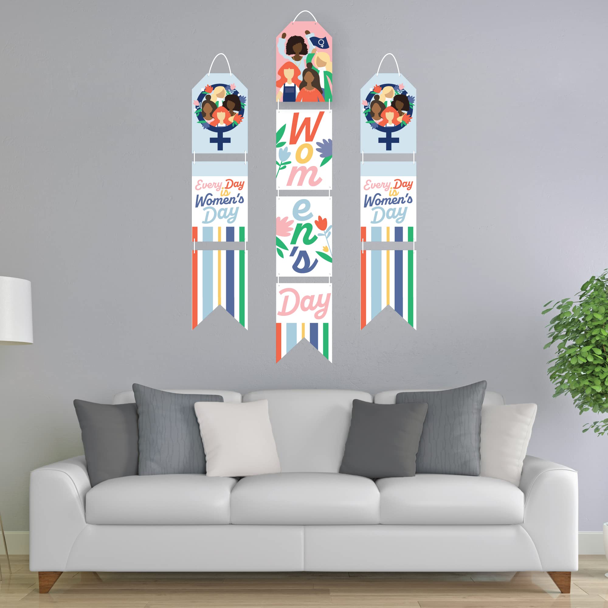Big Dot of Happiness Women's Day - Hanging Vertical Paper Door Banners - Feminist Party Wall Decoration Kit - Indoor Door Decor