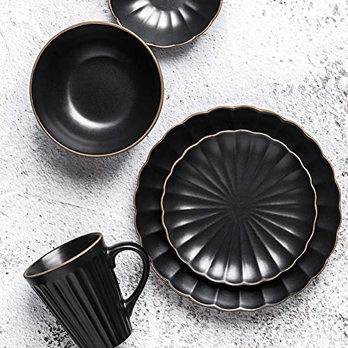 GagalU Party Tableware Set,Fine Dinnerware Set,White Porcelain Dinnerware Set, Petal Shape Ceramic Plates and Bowls Sets, Modern Creativity Vintage Round Dishes Set, Service for 10 Microwave, Oven
