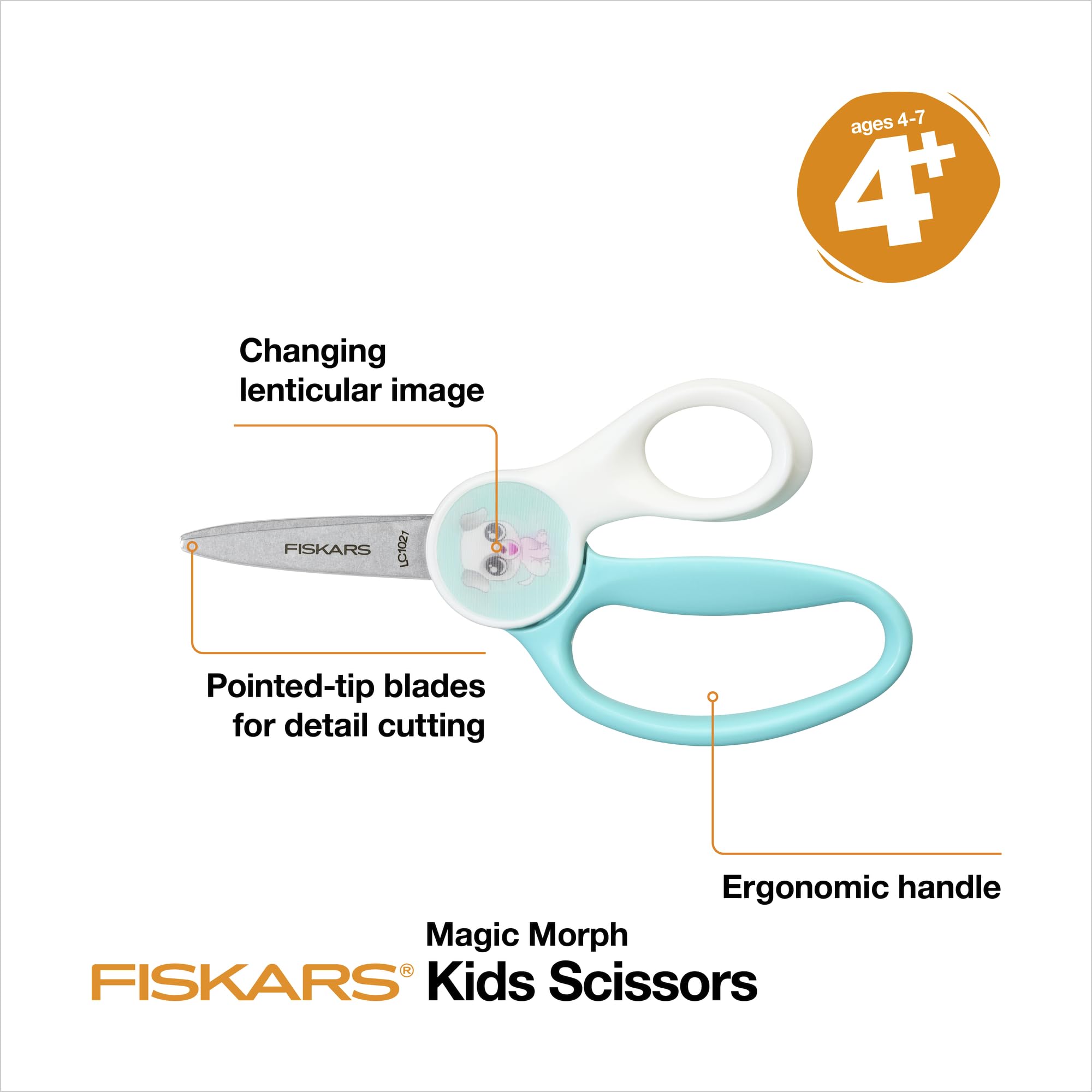 Fiskars Kids Scissors Magic Morph Pointed-tip, 5 Inch, Mermaid