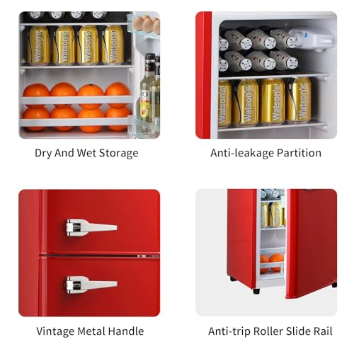 HOPDAY FLS-80G-RED Retro Mini Fridge, Red
