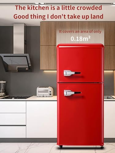 HOPDAY FLS-80G-RED Retro Mini Fridge, Red