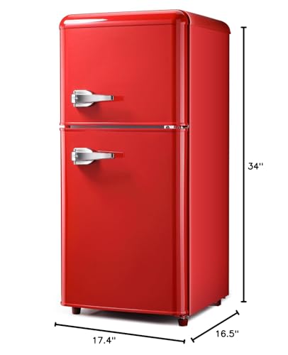HOPDAY FLS-80G-RED Retro Mini Fridge, Red