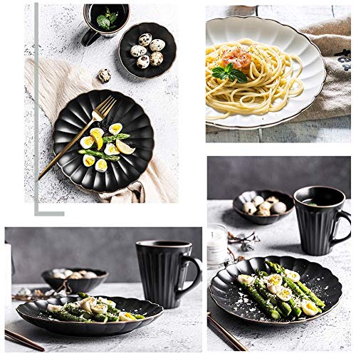 GagalU Party Tableware Set,Fine Dinnerware Set,White Porcelain Dinnerware Set, Petal Shape Ceramic Plates and Bowls Sets, Modern Creativity Vintage Round Dishes Set, Service for 10 Microwave, Oven
