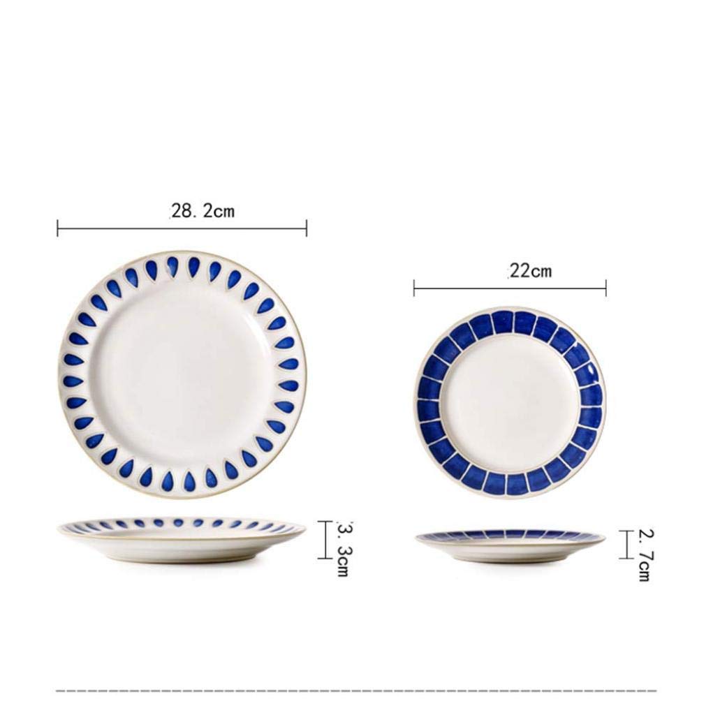 GagalU Fine Dinnerware Set,4 Pieces Blue White Ceramic Dinner Set Porcelain Mug Plate Bowl Lead-Free Tableware