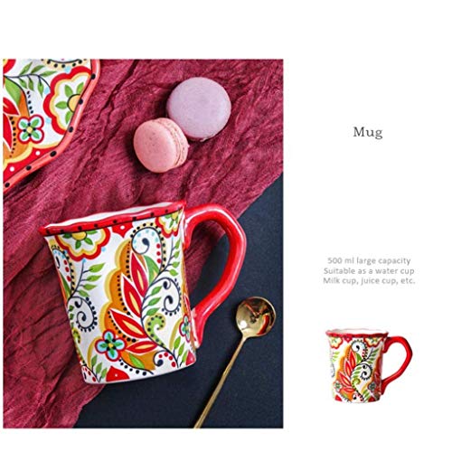 GagalU Porcelain Dinner SetDinner Set,5 Pieces Chic Square Ceramic Dinnerware Set Hand-Painted Underglaze Flower Plate Bowl Mug for 1 Person
