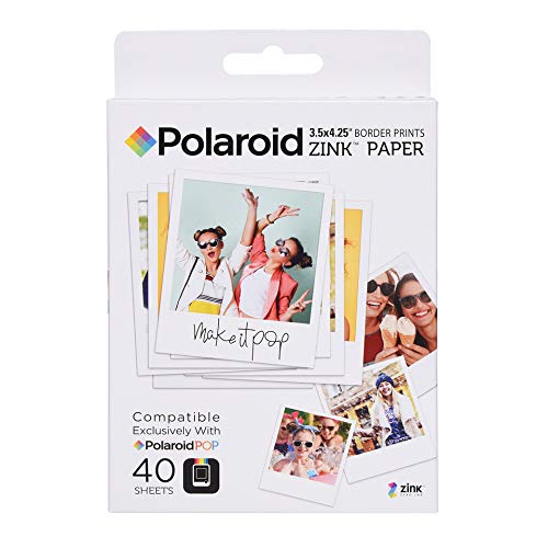 Zink Polaroid 3.5 x 4.25 inch Premium Zink Border Print Photo Paper (40 Sheets) Compatible with Polaroid POP Instant Camera & Polaroid 3x4 Printer