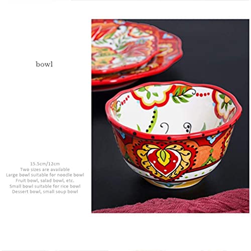 GagalU Porcelain Dinner SetDinner Set,5 Pieces Chic Square Ceramic Dinnerware Set Hand-Painted Underglaze Flower Plate Bowl Mug for 1 Person