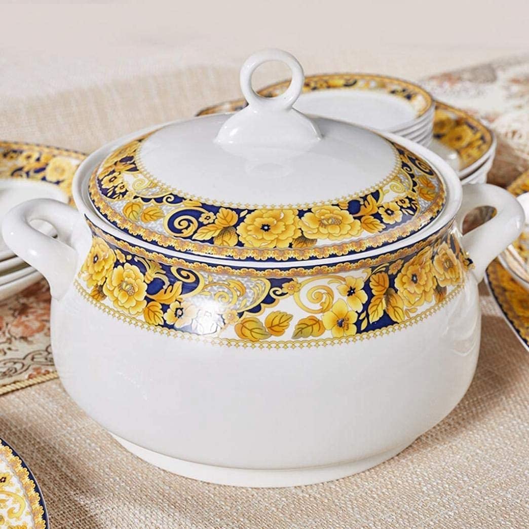 GagalU Dinnerware Set,46 Pieces Vintage Flower Pattern Plates Bowls Combination Ceramics Dinnerware Set Bone China Tableware Set
