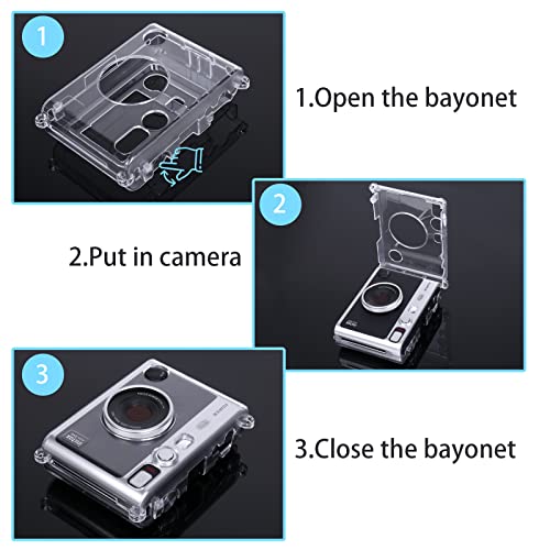 khanka Protective Clear Hard Camera Case Compatible with Fujifilm Instax Mini Evo Instant Camera, with Shoulder Strap