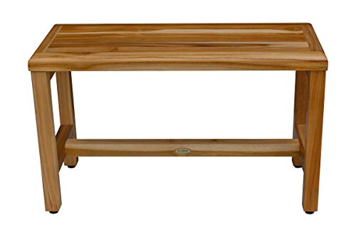 EcoDecors Earthy Teak Shower Bench Eleganto Wooden Seat Garden Bench Natural Teak Wood Patio Bench Armless Bench for Indoors and Outdoors - 30 inches Length