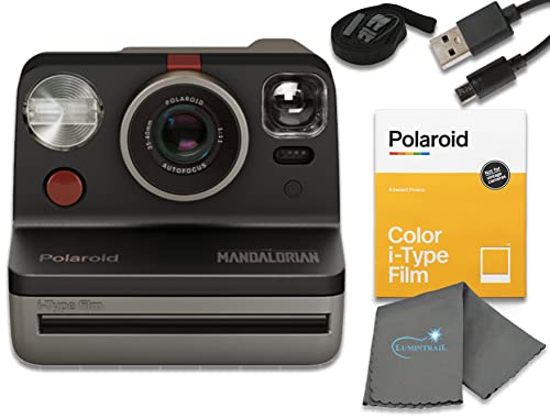 Polaroid Now I-Type Instant Film Camera - Star Wars The Mandalorian Edition Bundle with a Color i-Type Film Pack (8 Instant Photos) and a Lumintrail Cleaning Cloth