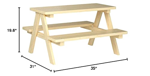 Merry Garden Kids Wooden Picnic Bench Outdoor Patio Dining Table, Natural