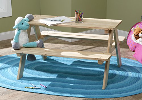 Merry Garden Kids Wooden Picnic Bench Outdoor Patio Dining Table, Natural