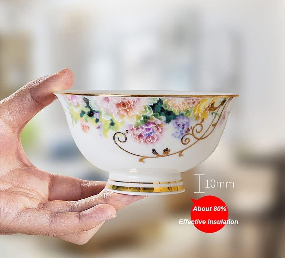 Porcelain Dinner Set Luxury Ceramic Dinnerware Set, Phnom Penh Plates and Bowl Dishes Set, Flowers Underglaze Dinner Sets for Family Party, Service for 6-8