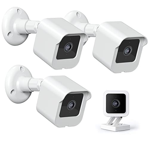 Wall Mount for Wyze Cam V3 , Outdoor and Indoor Weatherproof Protective Housing with 360 Degree Adjustable Mount Bracket, Home Security Camera System Accessories (WHITE-3Pack)