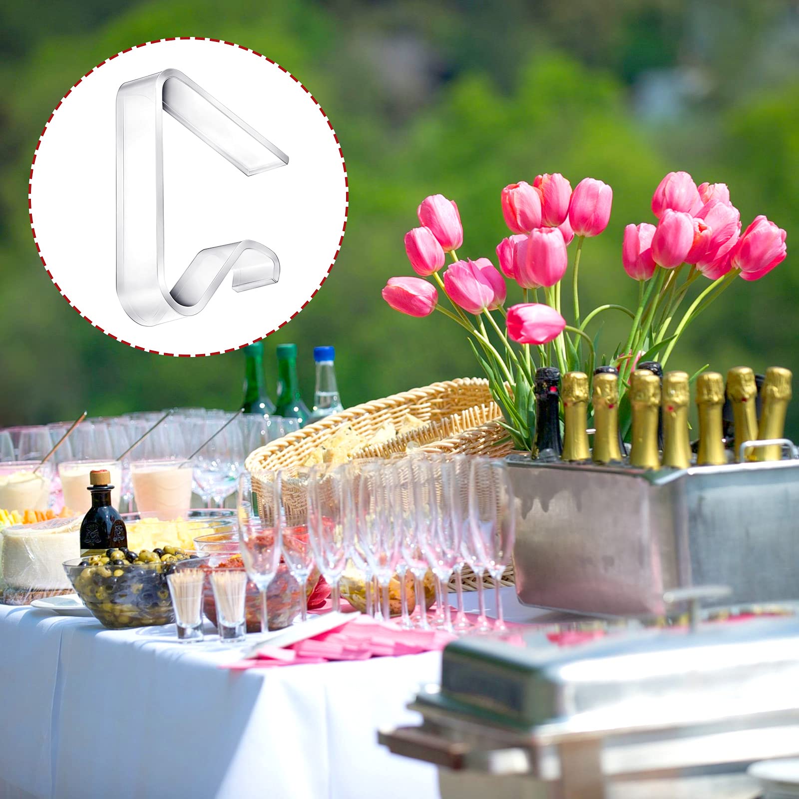 Patelai Transparent Clear Tablecloth Clips, Plastic Table Cloth Hold Down Clips Table Cloth Holder for Christmas Home Wedding Party Indoor Outdoor Picnic(48 Pieces, Large)