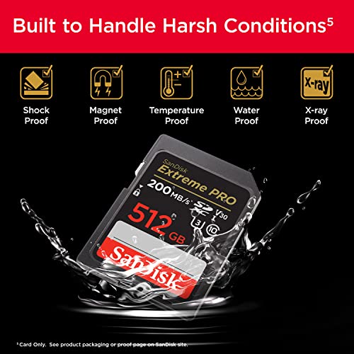 SanDisk 512GB Extreme PRO SDXC UHS-I Memory Card - C10, U3, V30, 4K UHD, SD Card - SDSDXXD-512G-GN4IN