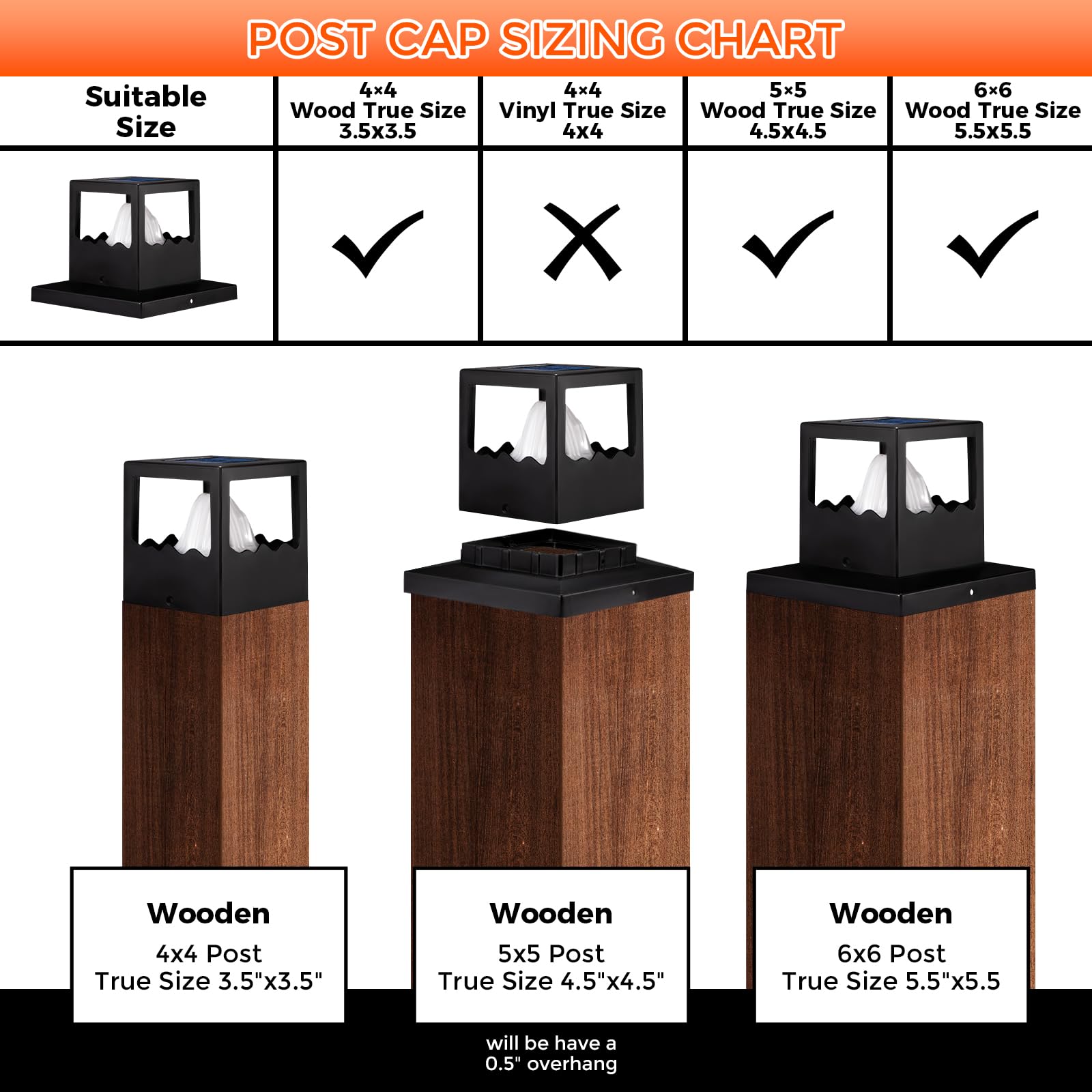Viewsun 14 Pack Solar Flame Post Lights, Solar Powered Fence Post Cap Lights, High Brightness Flickering Flame SMD LED Lighting for Halloween, Fits 4x4, 5x5 or 6x6 Wooden Posts, for Yard Deck or Patio