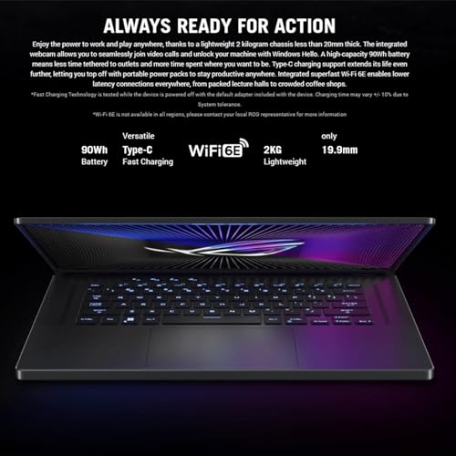 ASUS ROG Zephyrus-G16 Gaming Laptop 2023-16 inch 165Hz Display, CPU i7-13620H (10-core) Processor, NVIDIA GeForce RTX 4060, 16GB RAM, 2TB SSD, Backlit Keyboard, Wi-Fi 6, Windows 11 Home