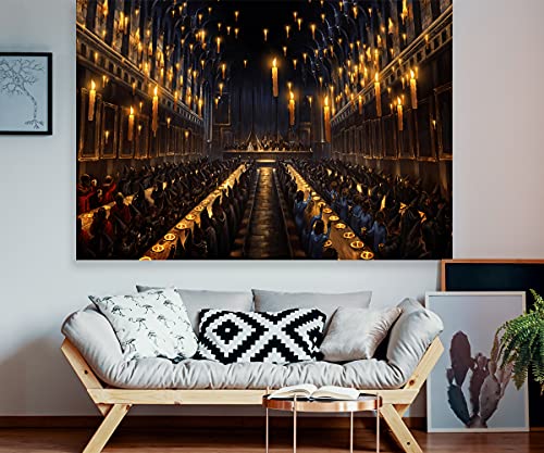 Magic Backdrop for Photography, Dinning Photo Background for Hogwarts Theme Party Decorations Supplies, Dinning Tapestry for Bedroom, Polyester 5x3ft