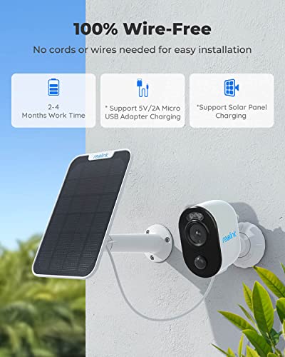 REOLINK Security Camera Outdoor, No Hub Needed, 2K Resolution, Wireless Battery Solar Powered, Color Night Vision with Spotlight, 2-Way Talk Live View, Built-in Siren, Argus 3 with Solar Panel