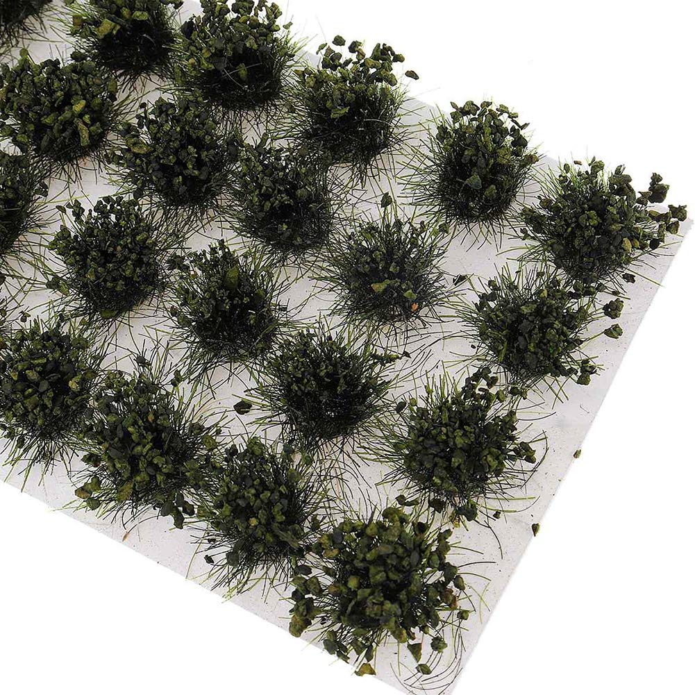 28 Pcs Green Bushy Tufts Lowland Shrubs Tuft Terrain Model Kit Static Scenery Model DIY Miniature for Train Landscape Railroad Scenery Sand Military Layout Model War Gaming Terrain