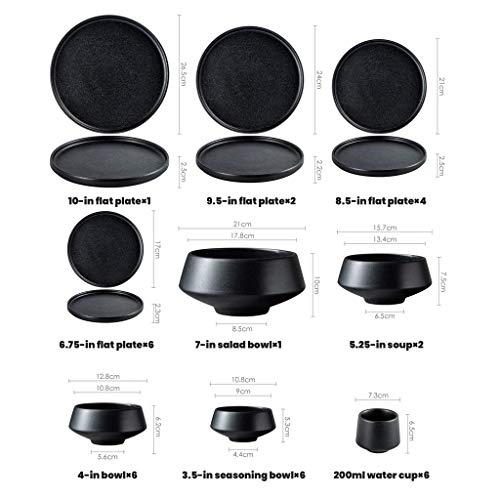 Stylish Dinner Plates,Ceramics Dinnerware Set, Black Glaze 34 Pieces Plates and Bowls Sets for Special Restaurant/Matte Porcelain Dinner Set Microwave Safe