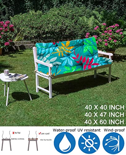 Three Seat Swing Replacement Cushions, Replacement Cushions For Outdoor Furniture, Thicken Waterproof Swing Cushions 2/3 Seater Replacement, Garden Bench Seat Cushion (Flower Color 40 * 60 In)