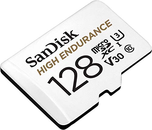SanDisk 128GB High Endurance Video MicroSDXC Card with Adapter for Dash Cam and Home Monitoring systems - C10, U3, V30, 4K UHD, Micro SD Card - SDSQQNR-128G-GN6IA