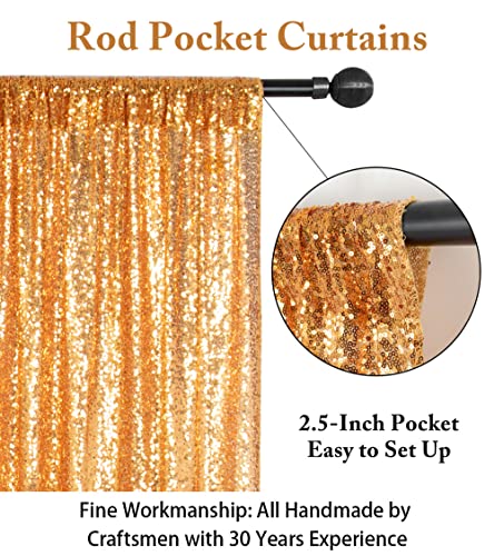 Sequin Curtains 2 Panels Gold 2FTx8FT Sequin Photo Backdrop Sequin Backdrop Curtain Pack of 2-1011E