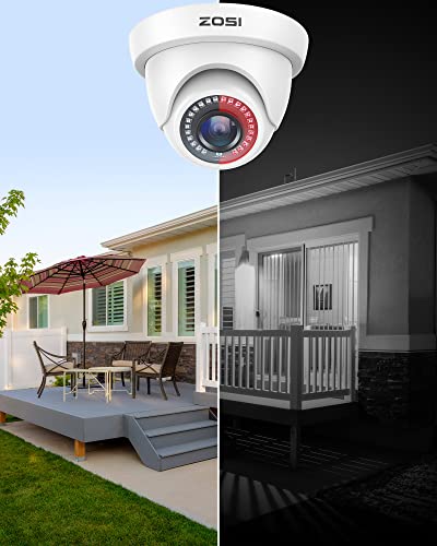 ZOSI 4 Pack 2.0MP HD 1080P Security Cameras Kit TVI/CVI/AHD Indoor Outdoor 80ft Day Night Vision CCTV Dome Home Cameras For 720P/1080N/1080P/5MP/4K HD-TVI AHD CVI Analog DVR Systems(White)