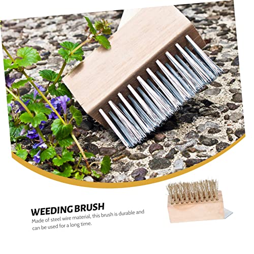 Yardenfun 2pcs Wire Weeding Brush Tile Tools Cleaning Brushes Tile Scrubber Carpet Cleaning Brush Floor Scrub Brush Garden Wire Brush Wooden Handle Brush Weeding Brush Garden Cleaning Supply