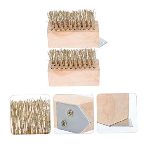 Yardenfun 2pcs Wire Weeding Brush Tile Tools Cleaning Brushes Tile Scrubber Carpet Cleaning Brush Floor Scrub Brush Garden Wire Brush Wooden Handle Brush Weeding Brush Garden Cleaning Supply