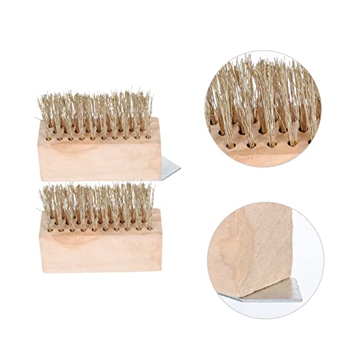 Yardenfun 2pcs Wire Weeding Brush Tile Tools Cleaning Brushes Tile Scrubber Carpet Cleaning Brush Floor Scrub Brush Garden Wire Brush Wooden Handle Brush Weeding Brush Garden Cleaning Supply