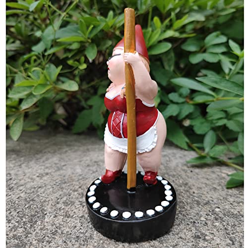 qumHmup Garden Gnomes, Pole Dancing Gnome Figurine for Patio Lawn Garden Decoration,Outdoor Decoration Resin Gnome Statue