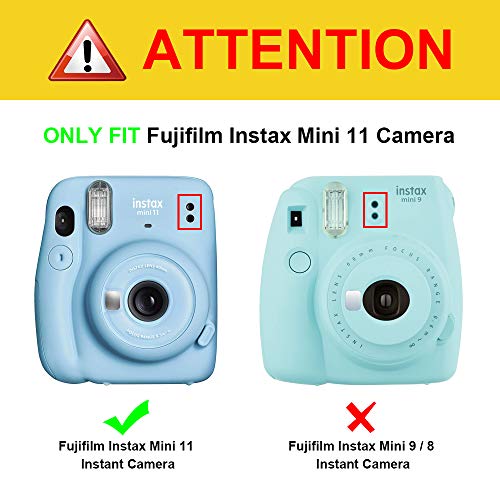 Fintie Protective Clear Case for Fujifilm Instax Mini 11 Instant Film Camera - Crystal Hard Shell Cover with Removable Rainbow Shoulder Strap, Clear