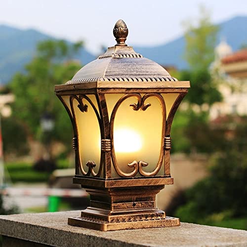 MODEBHD Square Continental Waterproof Table Lamp Column Lamp Glass Courtyard Gate Lights Bollard Lamp Street Post Light Garden Villa Outdoor Lights E27 Decoration Lighting Landscape Lantern Pillar Lig
