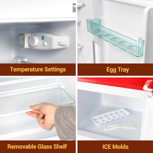 HOPDAY FLS-80G-RED Retro Mini Fridge, Red