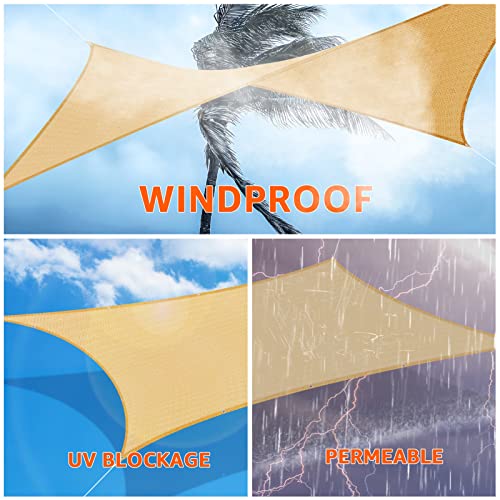 Sun Shades Outdoor Shade Sails Water Permeable & 95% Rectangle UV Block Shade Sail Patio Shades for Outside Shade Cloth for Gardens Back Yard Backyard Patio (6.5ft x 10ft, Beige)