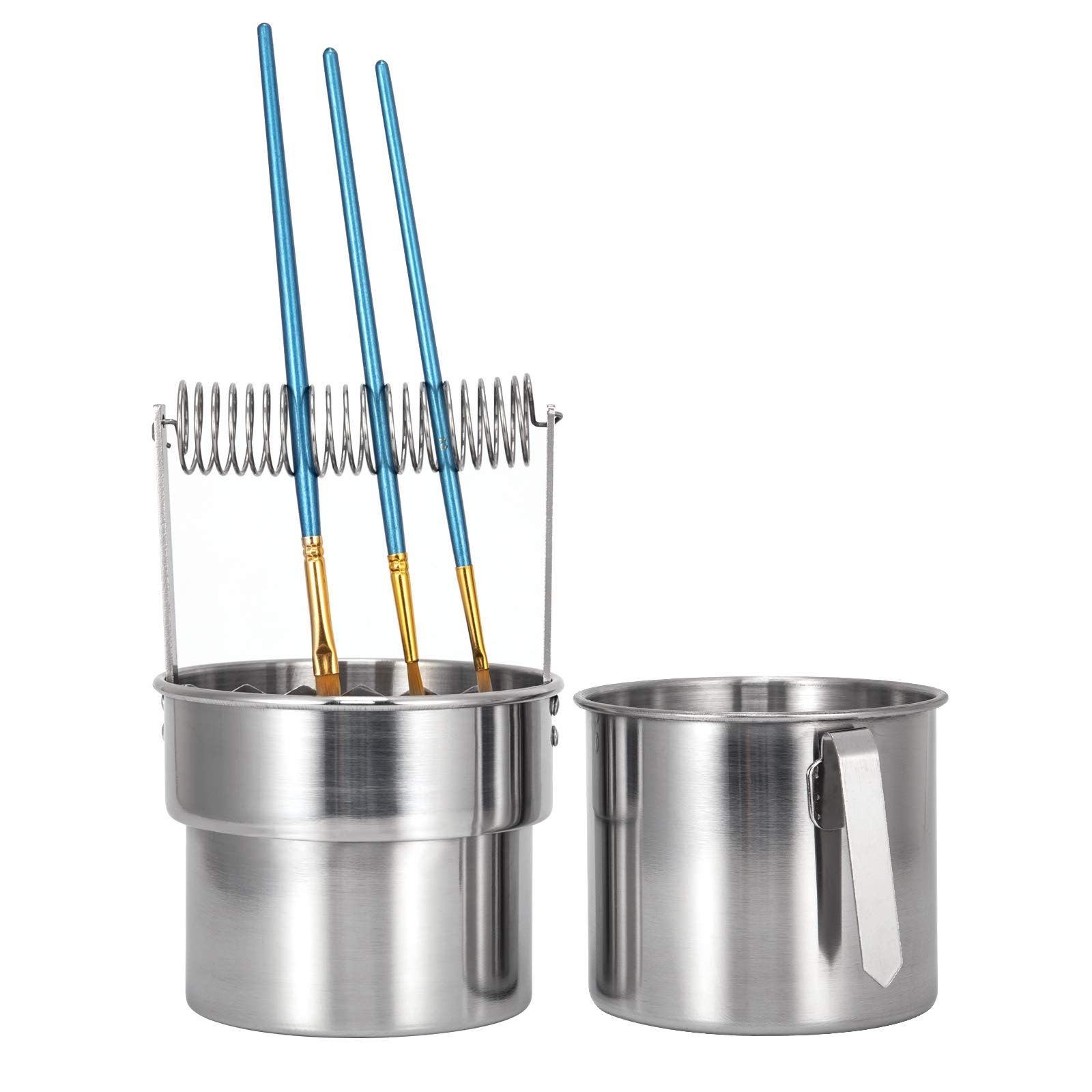 MyLifeUNIT Paint Brush Cleaner, Double Layer Paint Brush Holder with Wash Tank